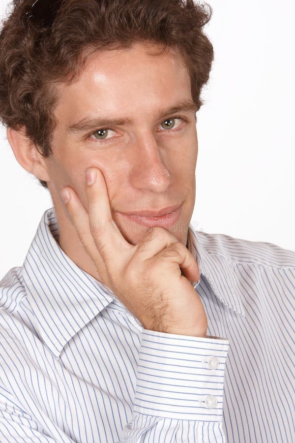 Thinking man stock photo. Image of pretty, pondering, hair - 8042334