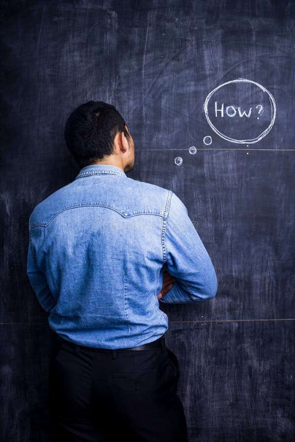 Thinking man asking how stock photo. Image of drawing - 32614126