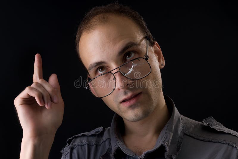 Thinking Man in a Broken Glasses Stock Image - Image of dispirited ...