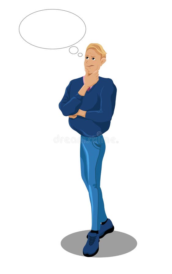 Thinking man 2 stock vector. Illustration of thoughtful - 183381150