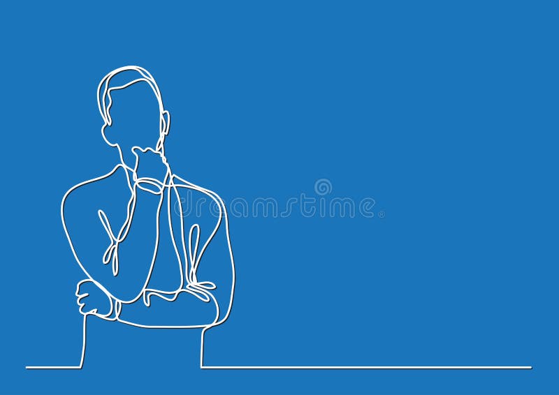 Thinking Man - Continuous Line Drawing Stock Vector - Illustration of ...