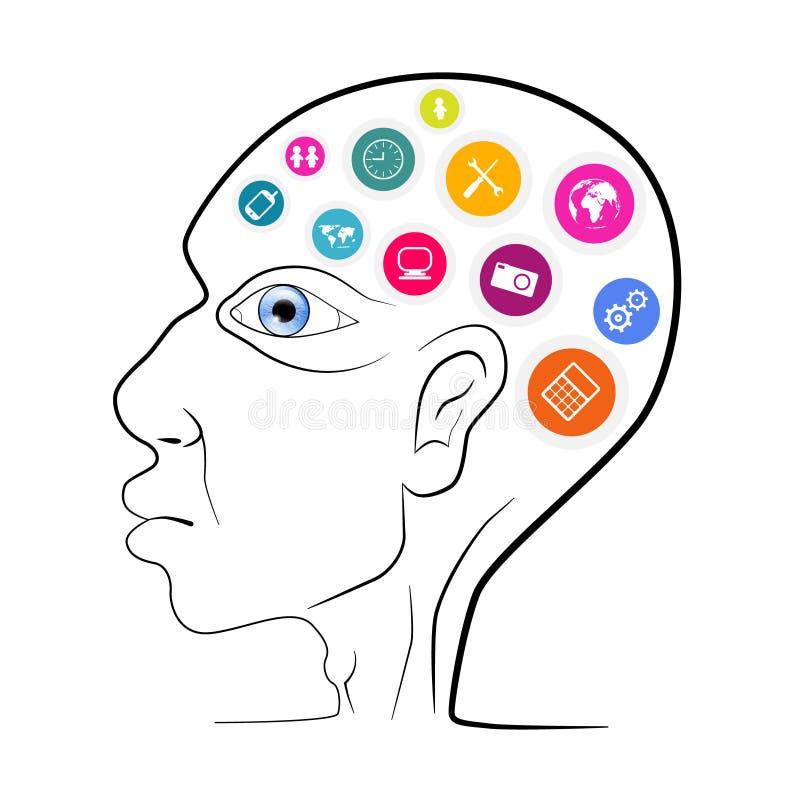 Thinking Man Head Outline Vector Illustration Stock Vector ...