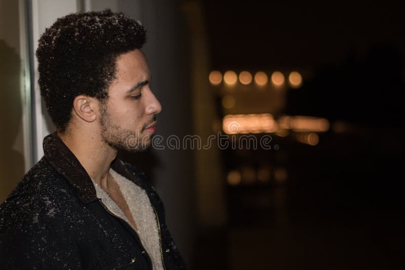 Thinking Man stock image. Image of lips, snow, curly - 122388083