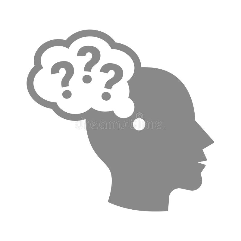 Thinking Man with Human Head and Question Mark Bubble Stock ...