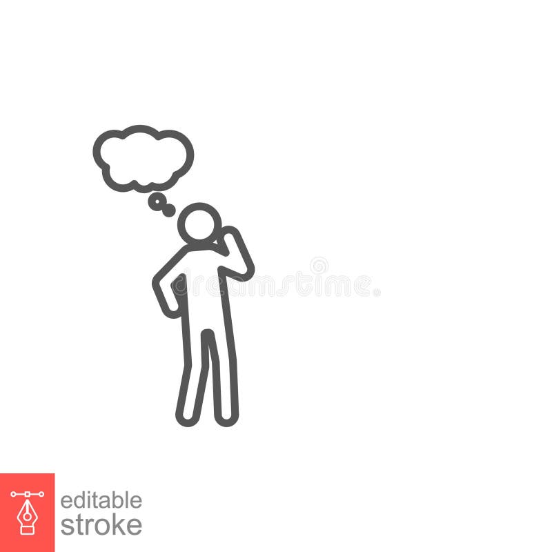 Thinking Man Icon Person Line and Glyph Icon. Human Think Activities ...