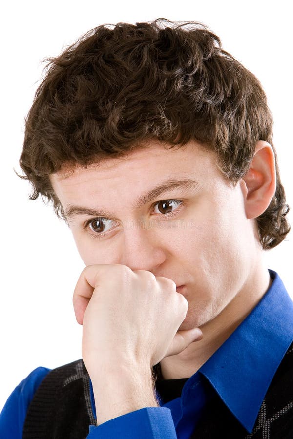 Thinking Man Portrait Isolated on White Stock Image - Image of portrait ...