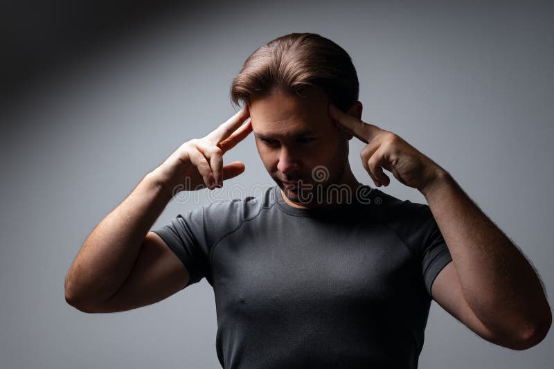 Thinking man portrait stock image. Image of european - 342546893