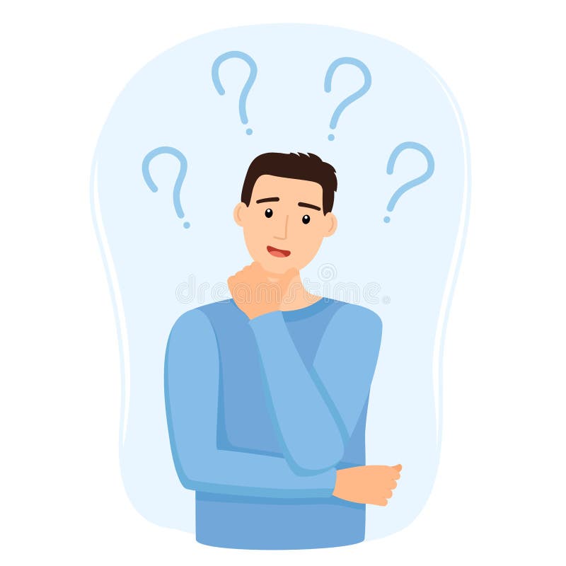 Thinking Man with Question Marks, Vector Illustration Stock Vector ...