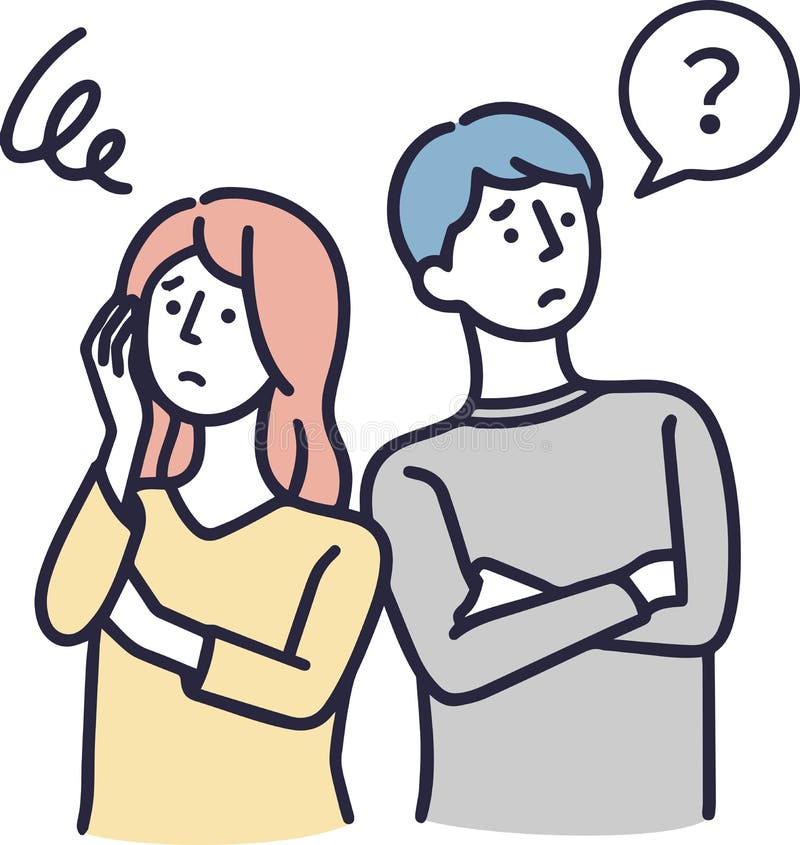 Thinking Man and Woman Simple Illustration Stock Vector - Illustration ...