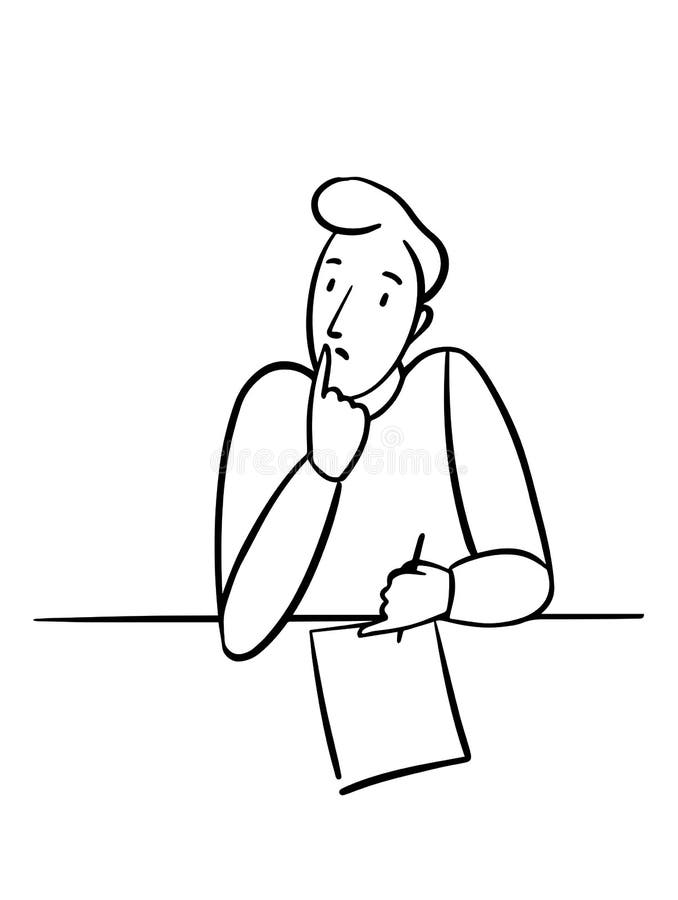 Thinking Man at Work. Hard Work with Brainstorming Stock Vector ...