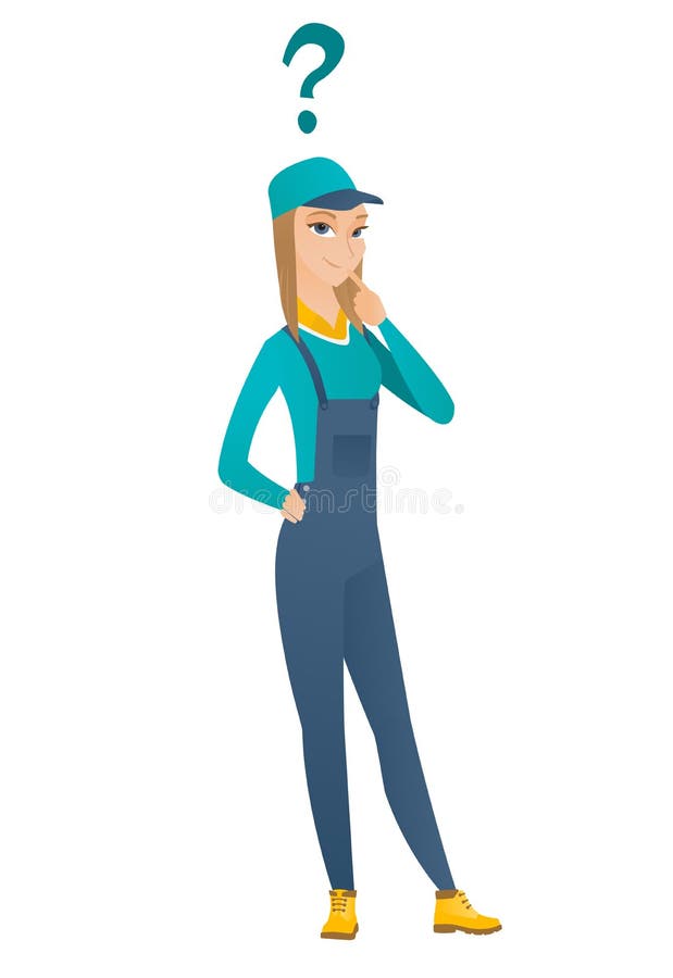 Thinking Mechanic with Question Marks. Stock Vector - Illustration of ...