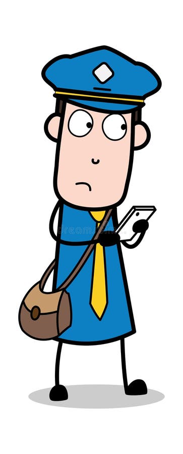 Thinking - Postman Cartoon Courier Guy Vector Illustration Stock ...