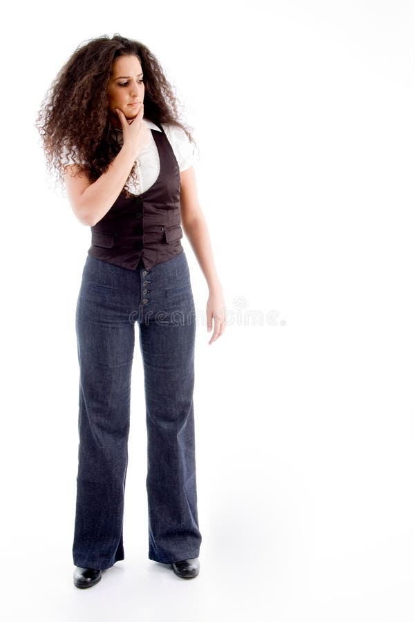 Thinking Model Looking Sideways Stock Photo - Image of female ...