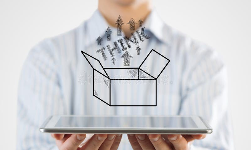 Thinking Outside the Box Concept Stock Photo - Image of outside, tablet ...