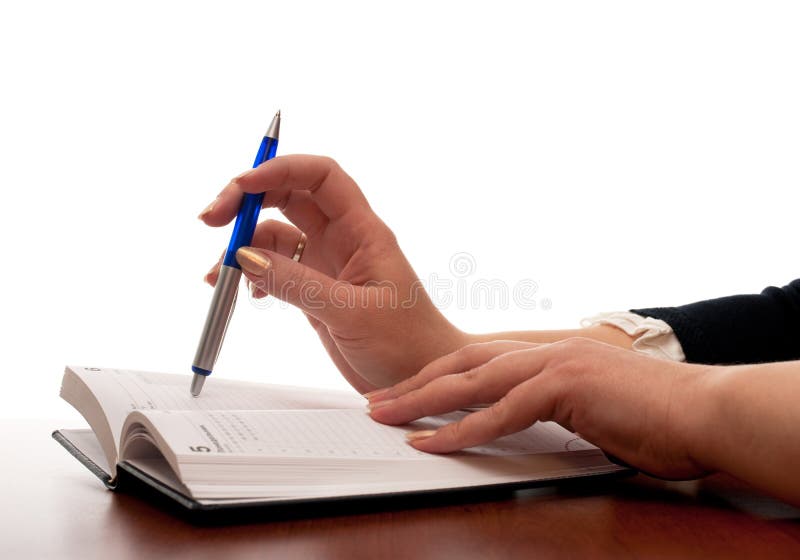 Woman Hand Writing in a Diary Stock Image - Image of hand, education ...