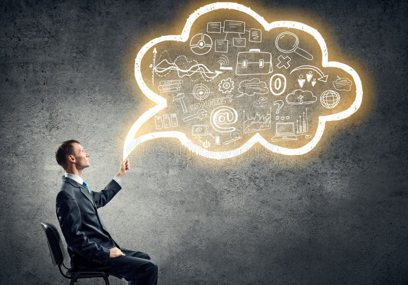 He is Thinking Over His Plan Stock Image - Image of graphic, business ...