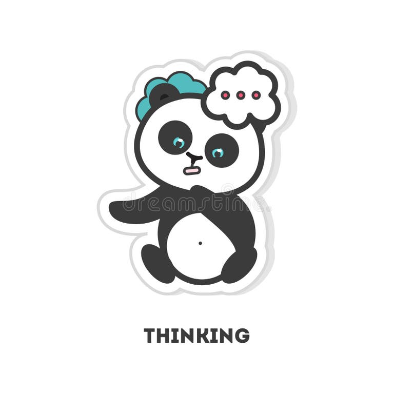 Thinking panda sticker. stock vector. Illustration of sticker - 90725367