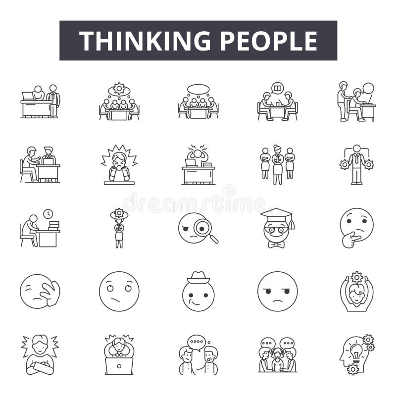 Thinking People Line Icons, Signs, Vector Set, Outline Illustration ...