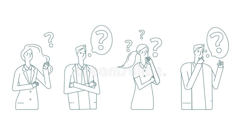 Thinking People. Man Woman Finding Solution. Teamwork, Mind Work ...