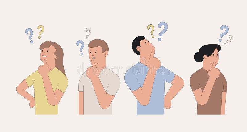 Thinking People Set of Characters with Question Marks Stock ...