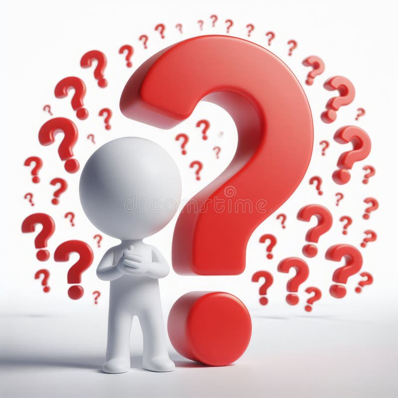 Thinking Photo of 3D Stickman with Question Mark Stock Illustration ...