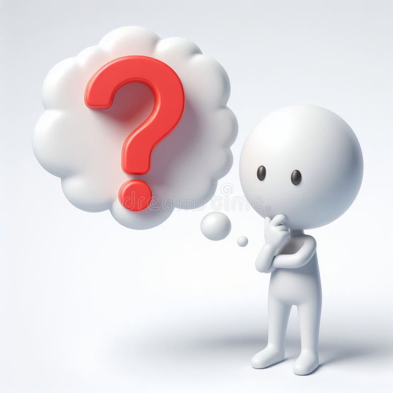 Thinking Photo of 3D Stickman with Question Mark Stock Illustration ...