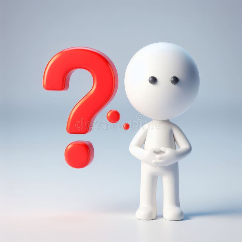 Thinking Photo of 3D Stickman with Question Mark Stock Illustration ...