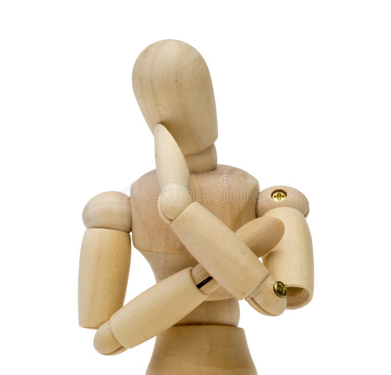 Drawing Doll Which is Posed Thinking Stock Photo - Image of think ...