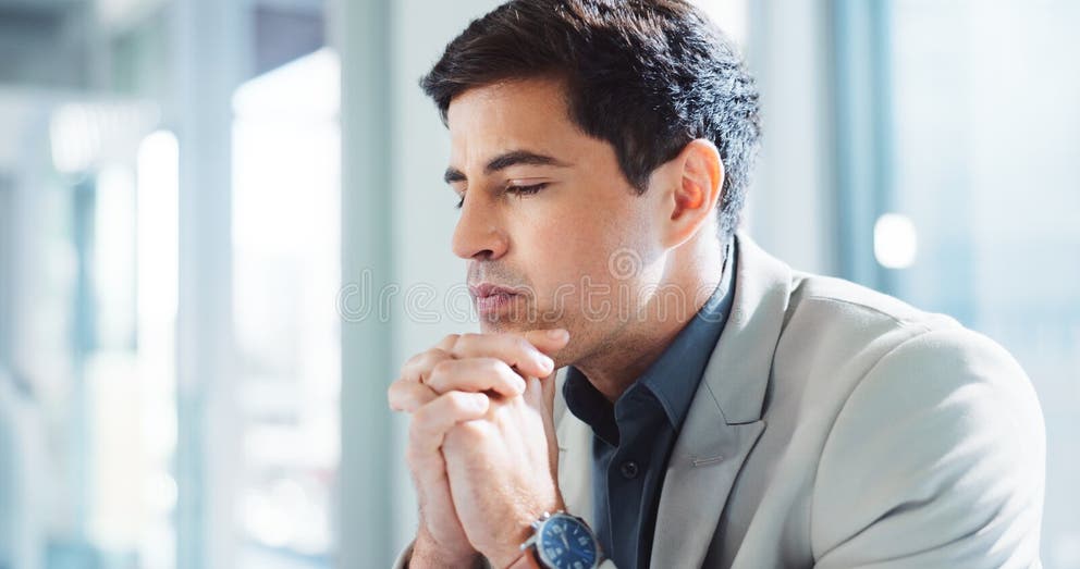 Thinking, Planning and Business Man in Office for Problem Solving ...