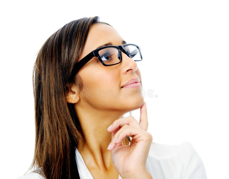 Thinking portrait stock image. Image of mixed, lady, friendly - 25567195