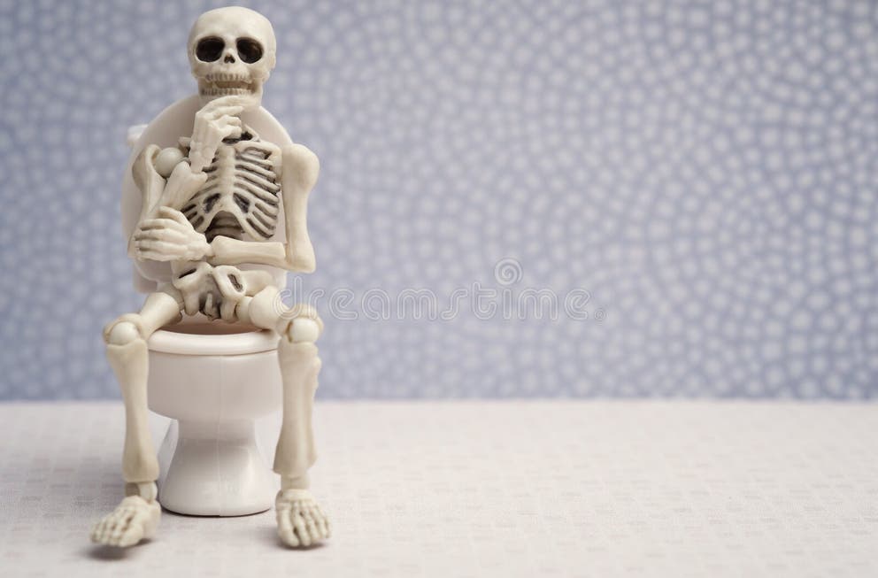 Thinking pose skeleton stock photo. Image of restroom - 75376774