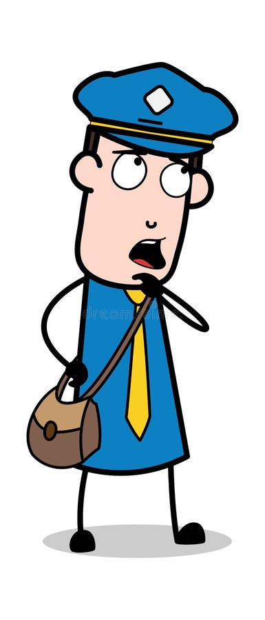 Thinking - Postman Cartoon Courier Guy Vector Illustration Stock ...