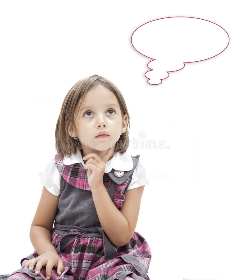 Thinking preschool girl stock image. Image of pretty - 26326147