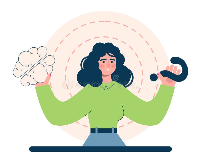 Thinking Process. Character Full of Thoughts Searching for an Answer ...