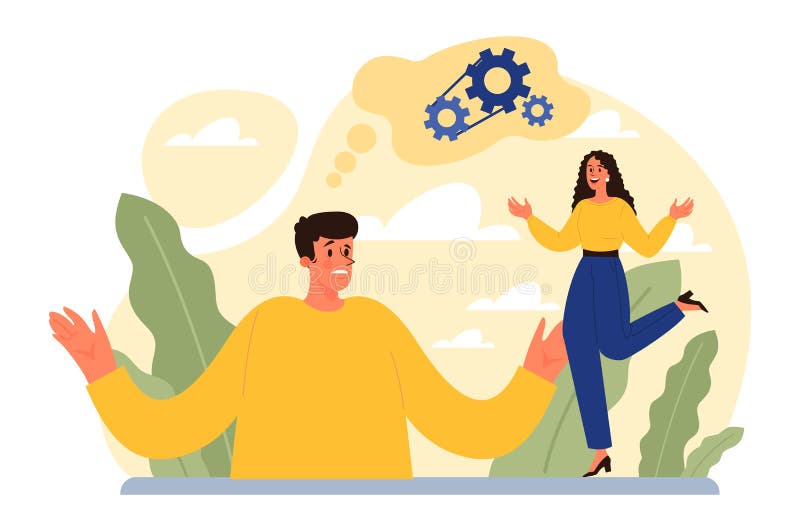 Thinking Process. Character Full of Thoughts Searching for an Answer ...