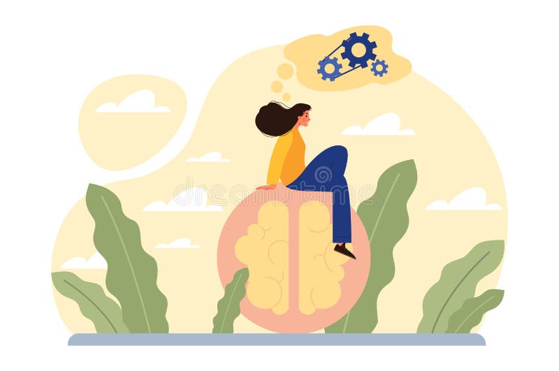 Thinking Process. Character Full of Thoughts Searching for an Answer ...