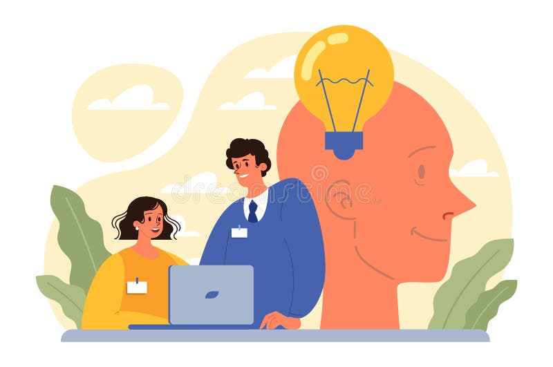 Thinking Process. Character Full of Thoughts Searching for an Answer ...