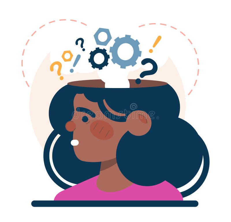 Thinking Process. Character Full of Thoughts Searching for an Answer ...