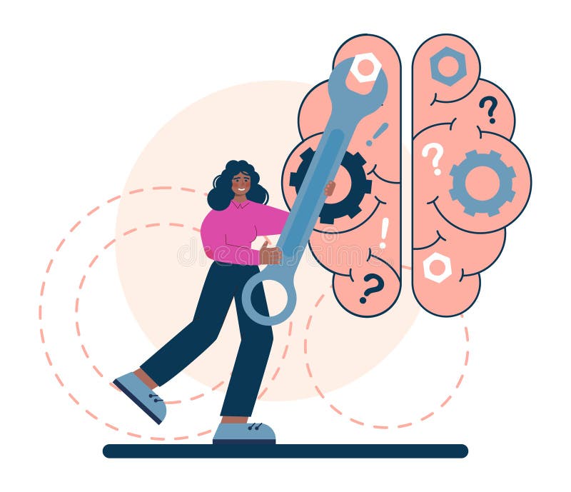 Thinking Process. Character Full of Thoughts Searching for an Answer ...