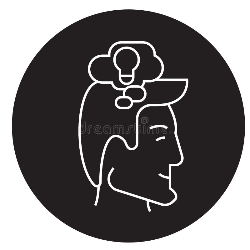 Thinking Process Head Black Vector Concept Icon. Thinking Process Head ...