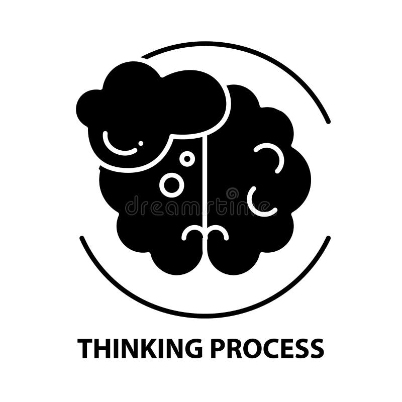 Thinking Process Icon, Black Vector Sign with Editable Strokes, Concept ...
