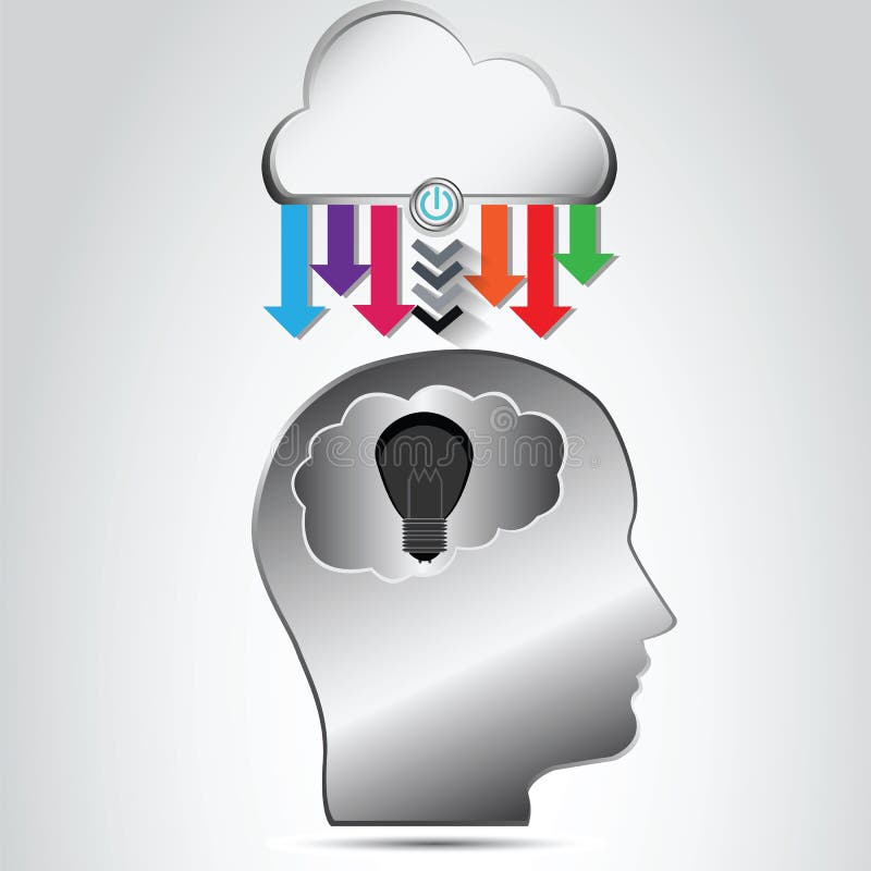 Thinking Process,no Ideas and Search Data from Cyber World - Vector ...