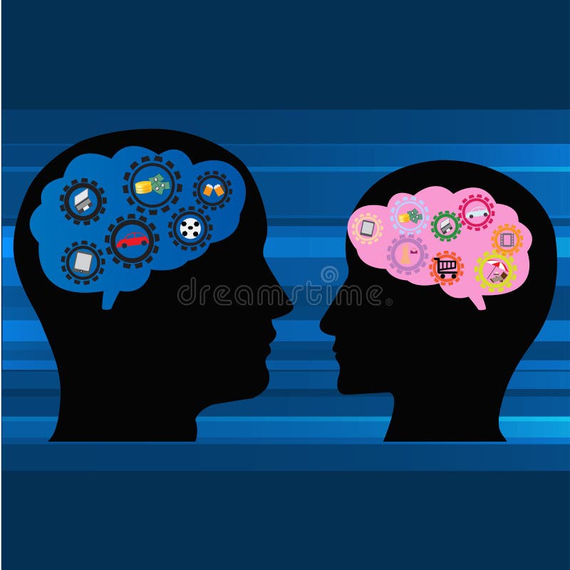 Thinking Process, Woman and Man Worker Stock Illustration ...