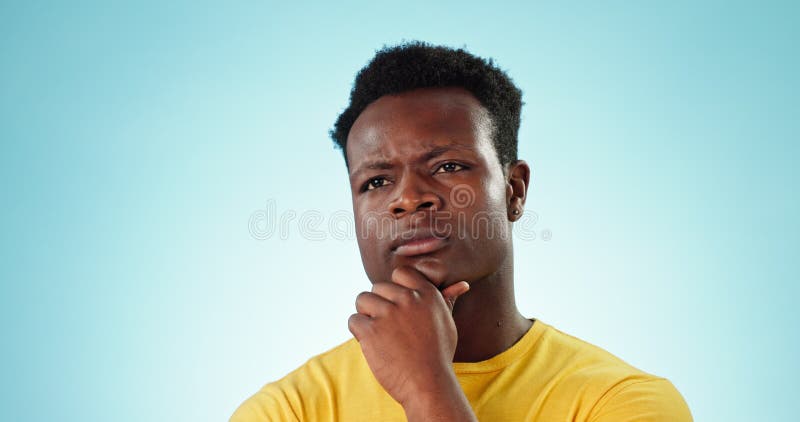 Thinking, Questions and Doubt with Man in Studio for Idea, Memory and ...