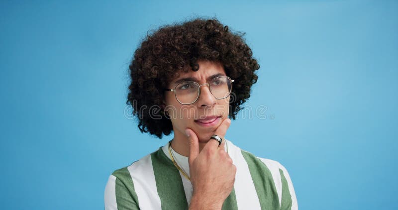 Thinking, Questions and Doubt with Man in Studio for Idea, Memory and ...