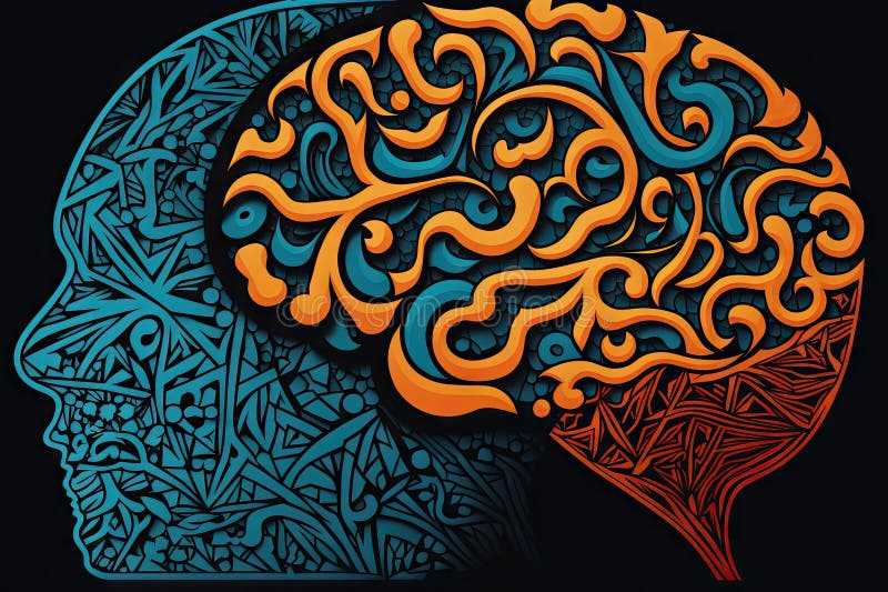Thinking and Rational Thinking Portrait of Brain in Abstract Pattern ...