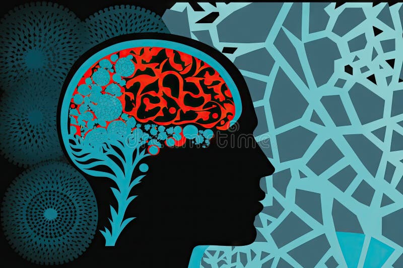 Thinking and Rational Thinking Portrait of Brain in Abstract Pattern ...