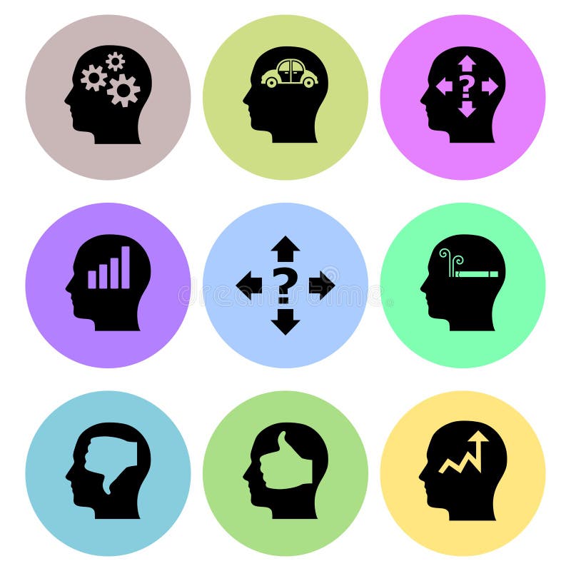 Thinking Related Icon Designs Stock Illustration - Illustration of gear ...
