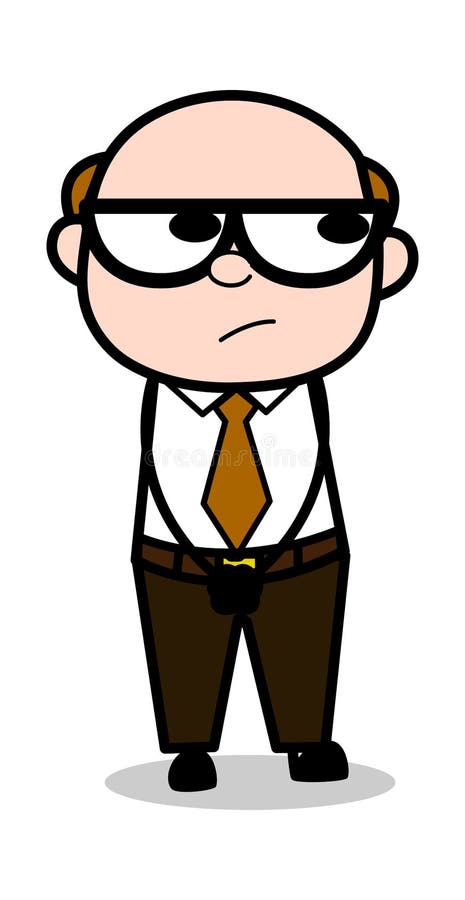 Thinking - Retro Cartoon Office Old Boss Man Vector Illustration Stock ...