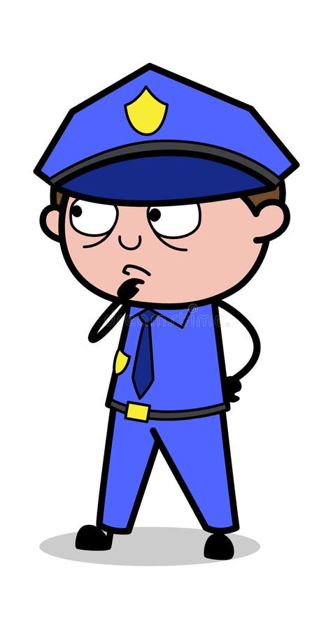 Thinking - Retro Cop Policeman Vector Illustration Stock Illustration ...